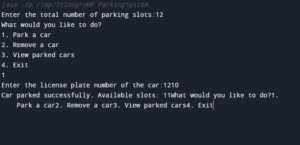 Parking System using Java With Source Code - CodeWithCurious