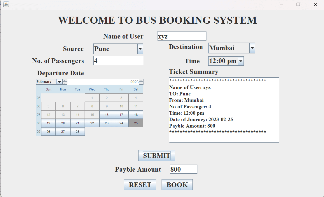 Bus Ticket Booking System GUI using Java With Source Code - CodeWithCurious