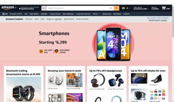 Amazon Clone using HTML and CSS With Source Code - CodeWithCurious