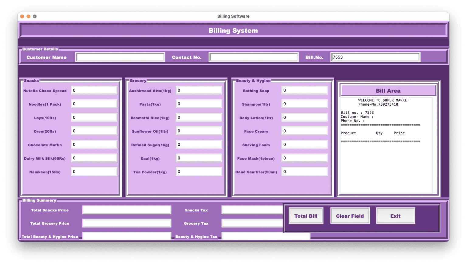 Billing Software Using Python With Source Code Codewithcurious 8250