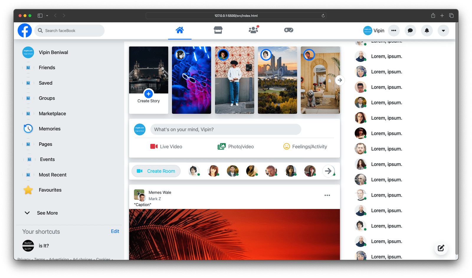 Facebook Clone Using Html Css And Js With Source Code Codewithcurious