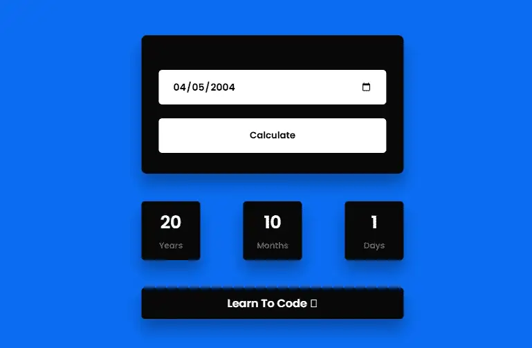 Age Calculator Using Html Css And Javascript Codewithcurious