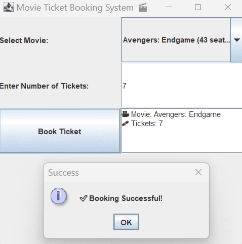 Movie Ticket Booking System using java with complete source Code - CodeWithCurious