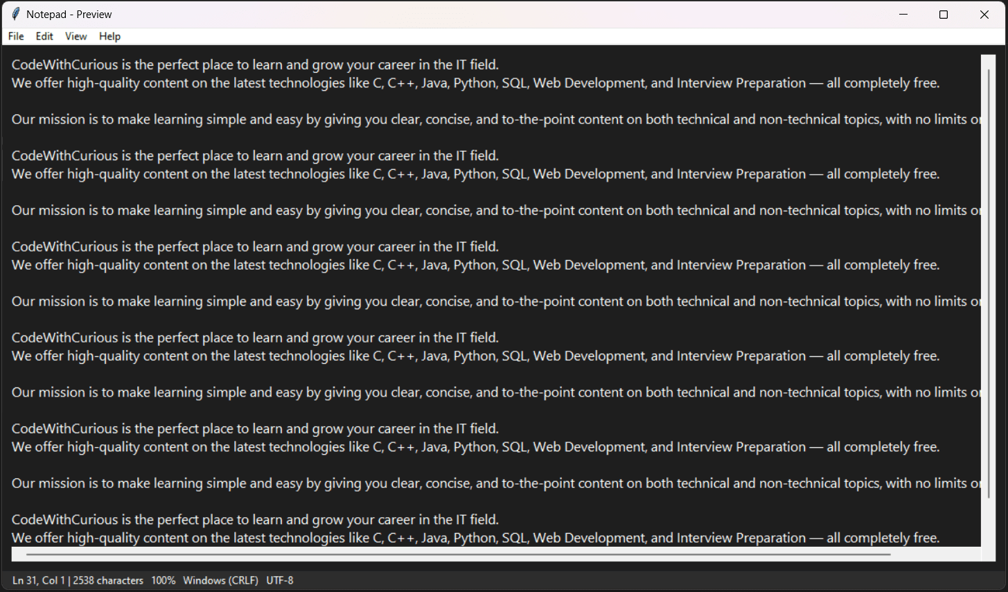 Windows 12 Notepad Using Python Codewithcurious