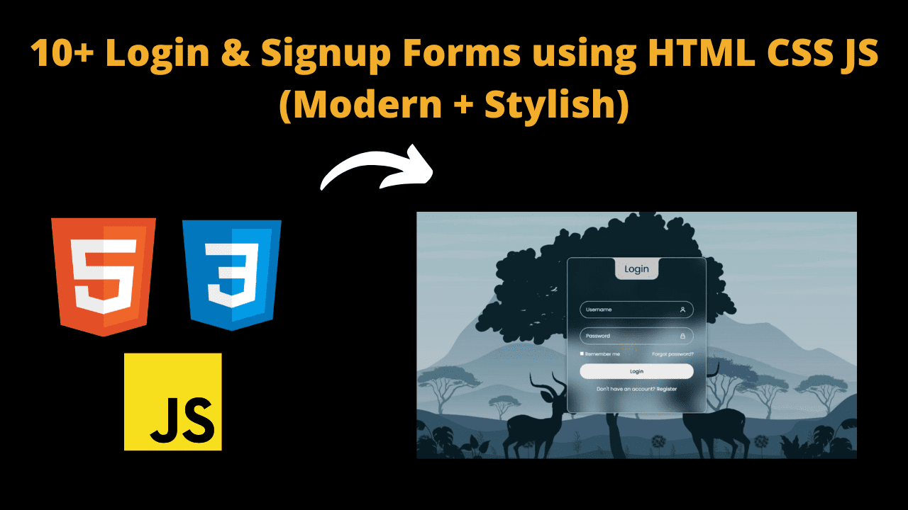 10 Login And Signup Forms Using Html Css Js Modern Stylish Codewithcurious
