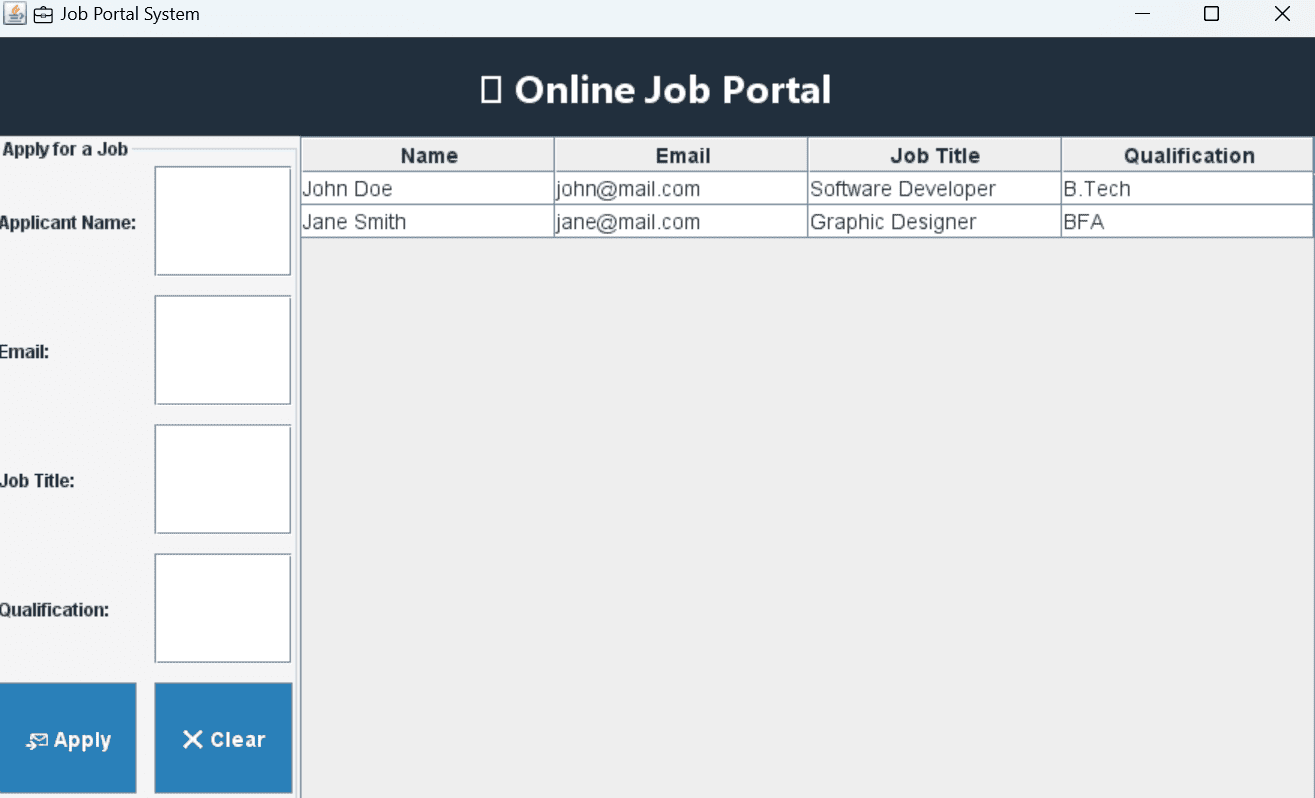Job Portal System in JAVA - CodeWithCurious
